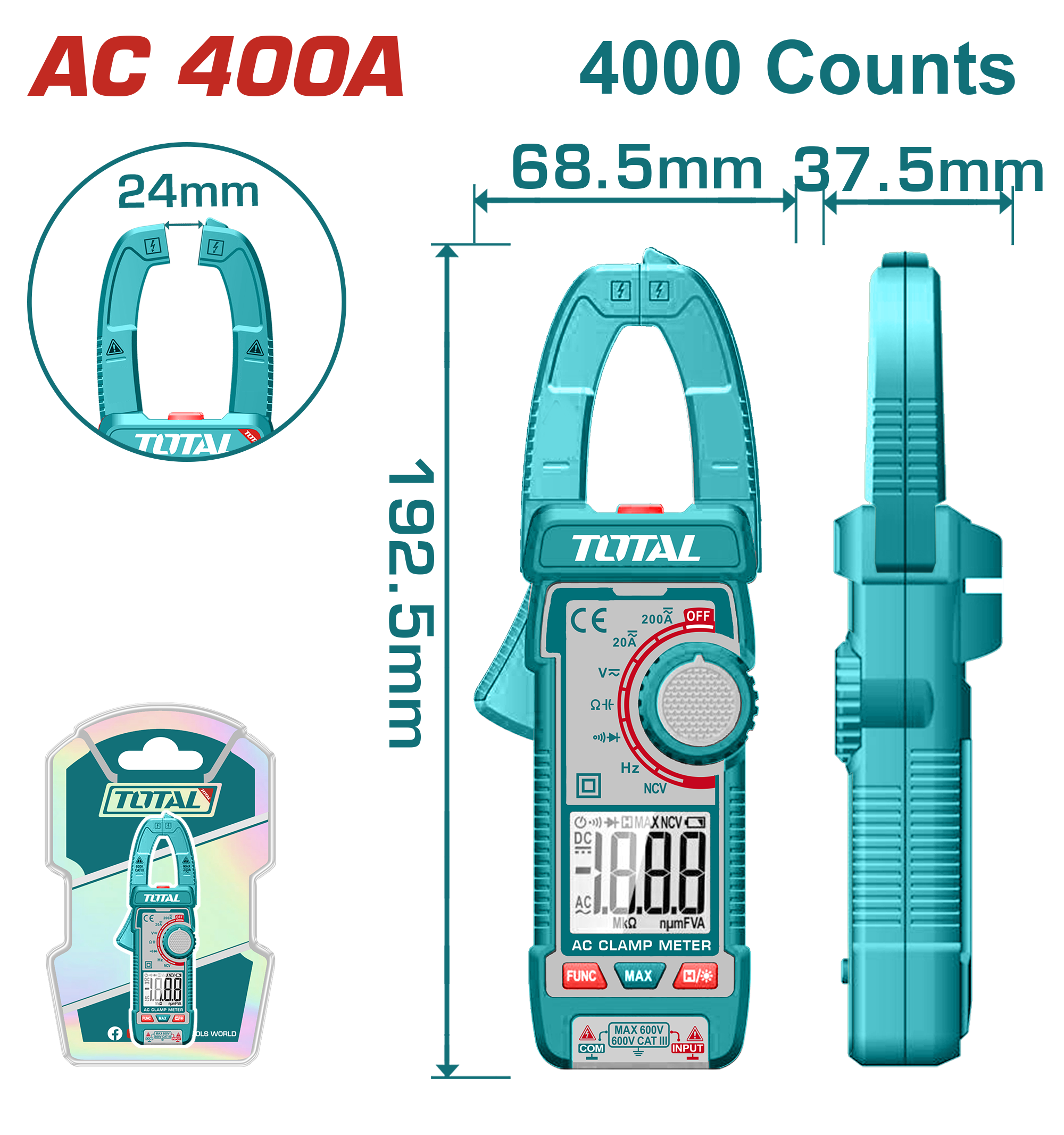 Digital AC clamp meter TMT762001 – Total Tools
